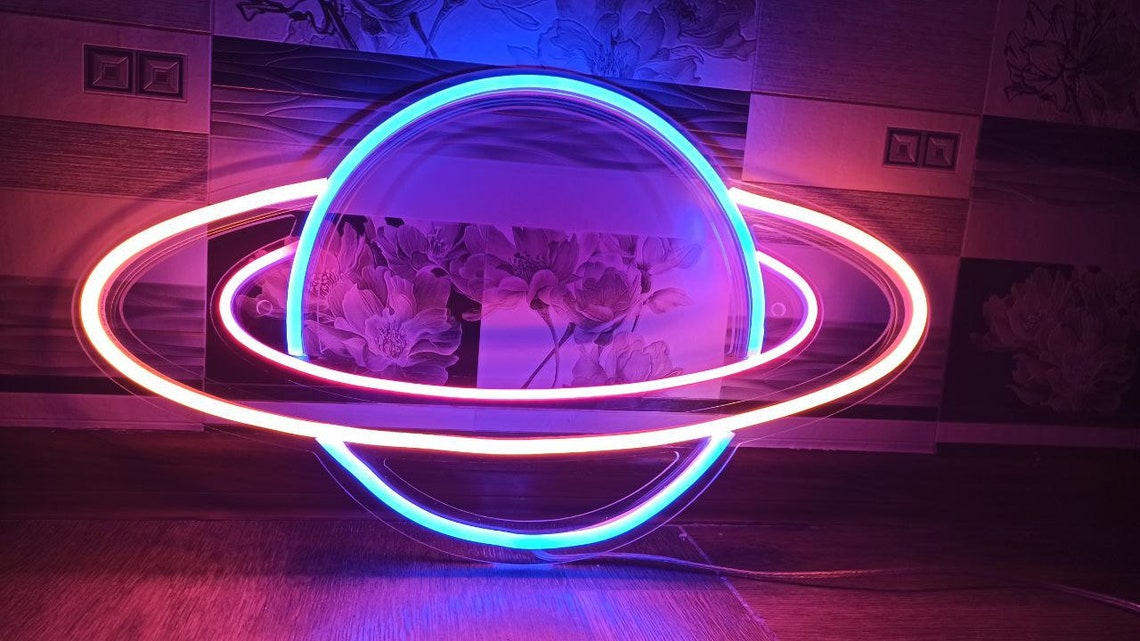 Planet Neon Sign Space Neon Light Personalized Neon Sign - Etsy