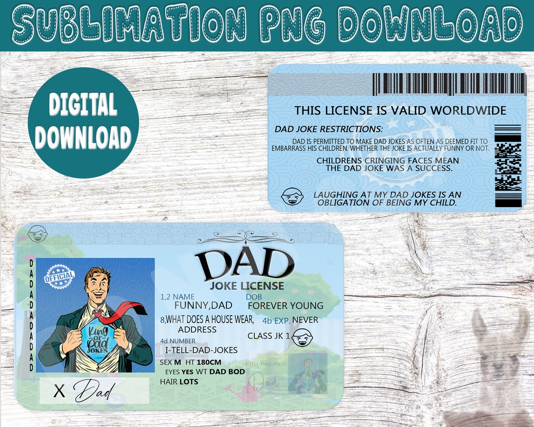 DAD Joke Official License Dad Joke Gifts Fathers Day Idea Digital File ...