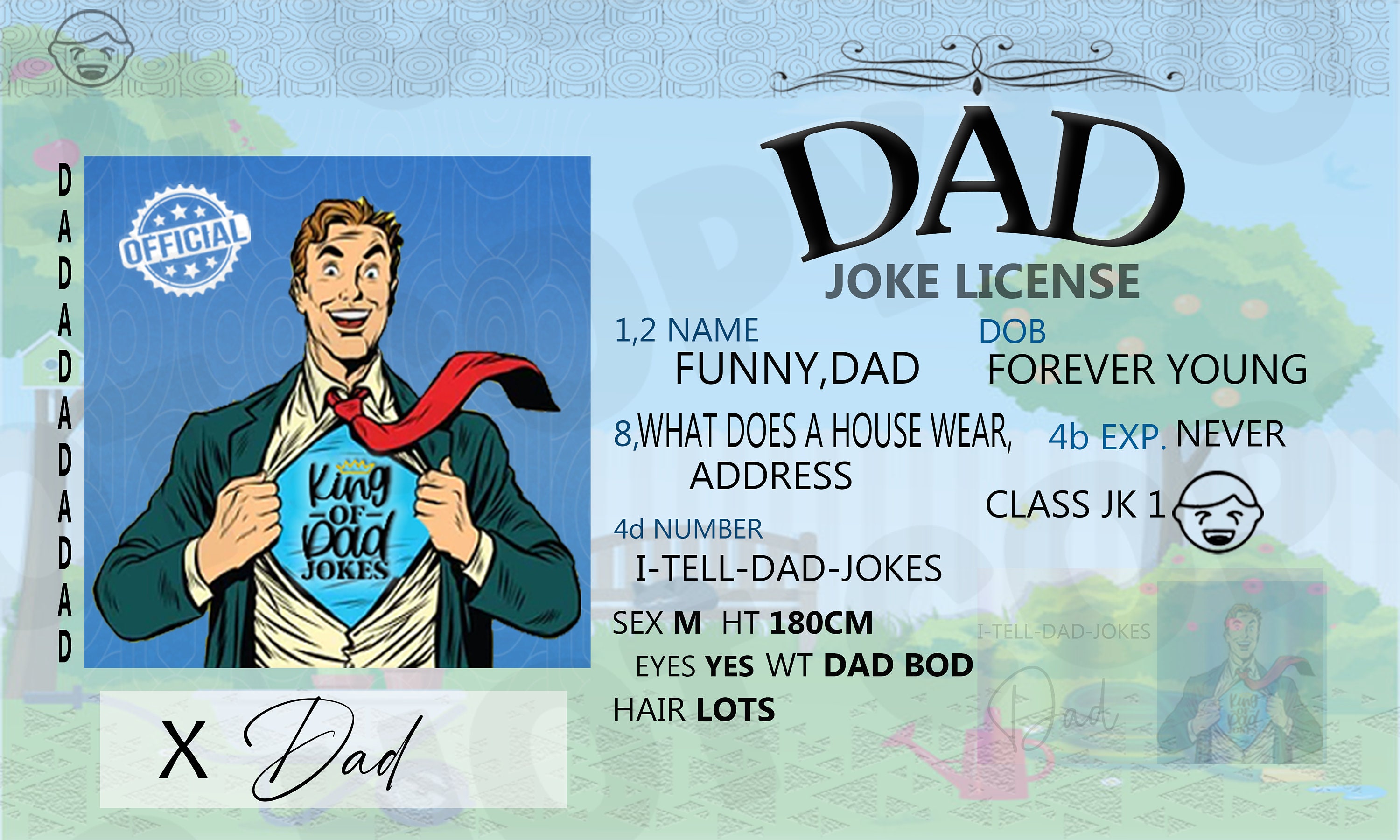 DAD Joke Official License Dad Joke Gifts Fathers Day Idea Digital File ...