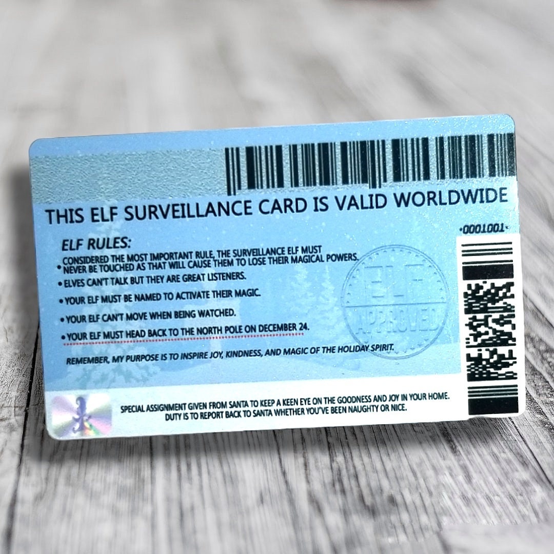 Elf ID Card, Elf Surveillance Team, Santa License, Elf License, Elf ...