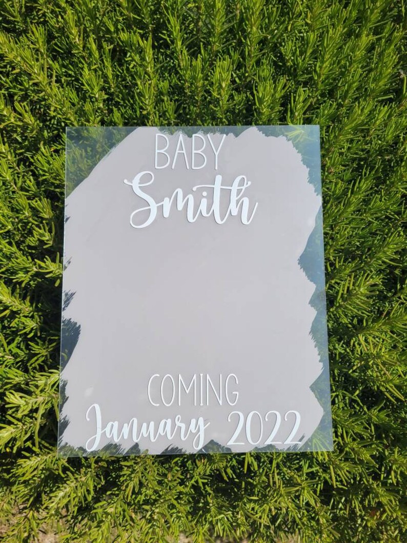 Acrylic Pregnancy Announcement Board | Baby Introduction Sign ...