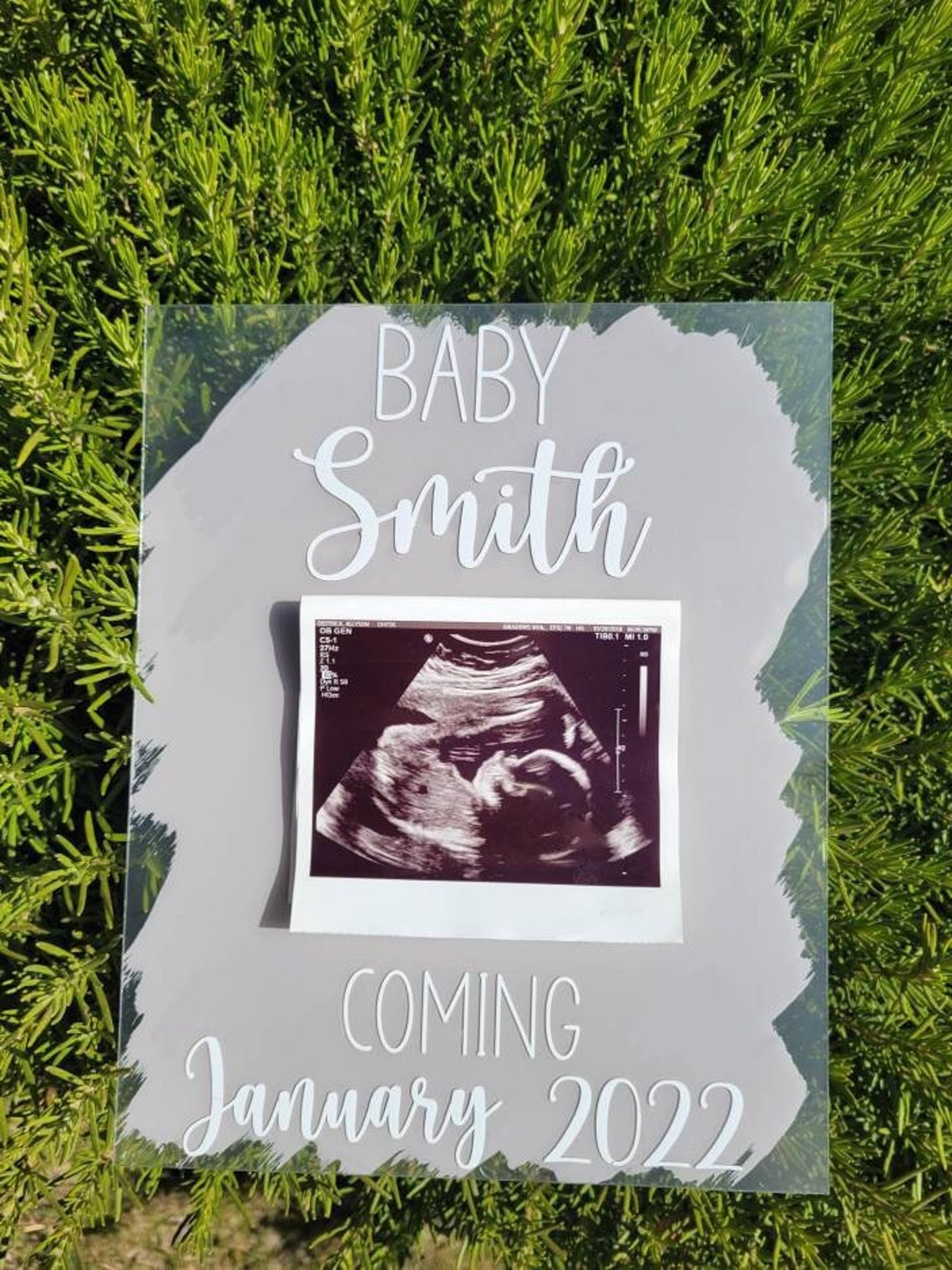 Acrylic Pregnancy Announcement Board | Baby Introduction Sign ...