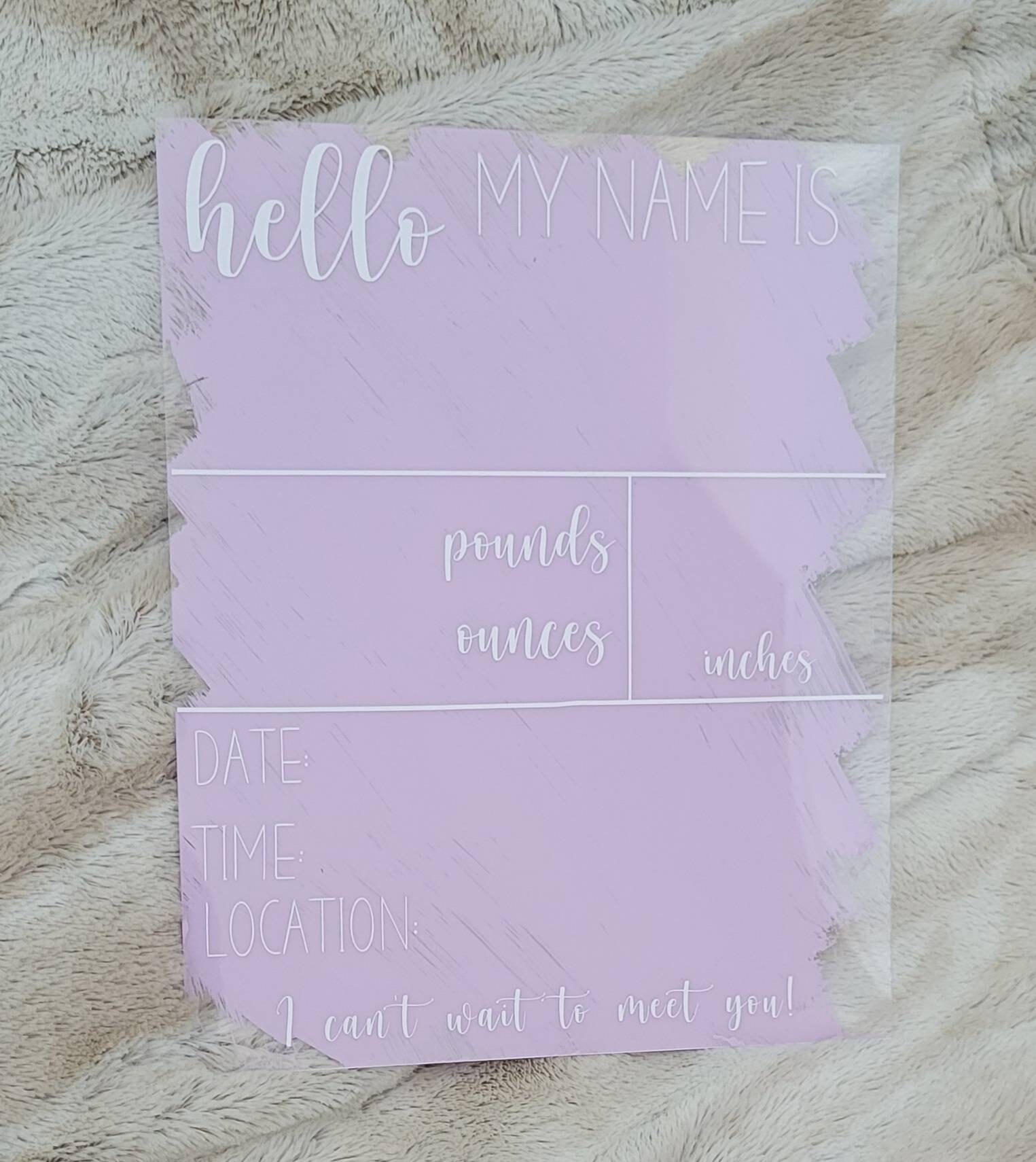 Acrylic Baby Announcement Board Newborn Introduction Sign Baby Name ...