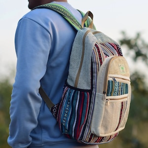 Summer Bag Gift for Him/her Boho School Backpack Medium Himalayan Hemp ...