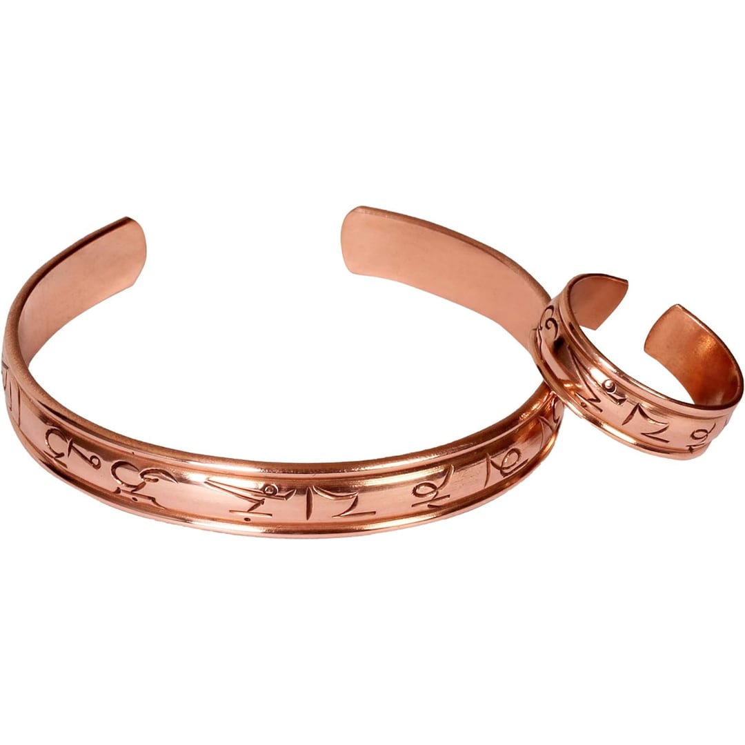 Handcarved Copper Bracelet Women, Copper Healing Bracelet for Women ...