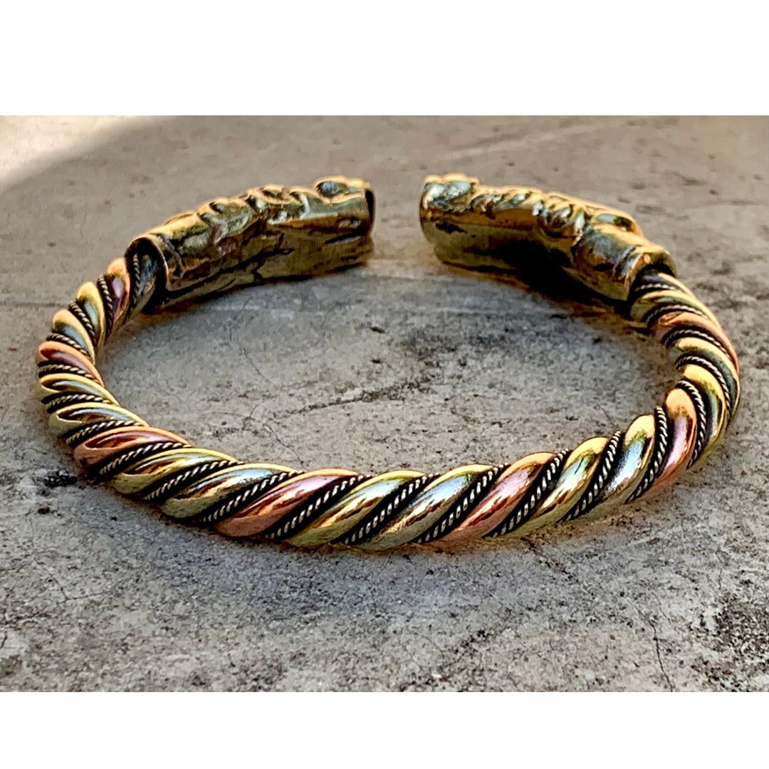 Three Metal Bracelet, Mens Bracelet Mixed Metal Jewelry Bangle Heavy ...