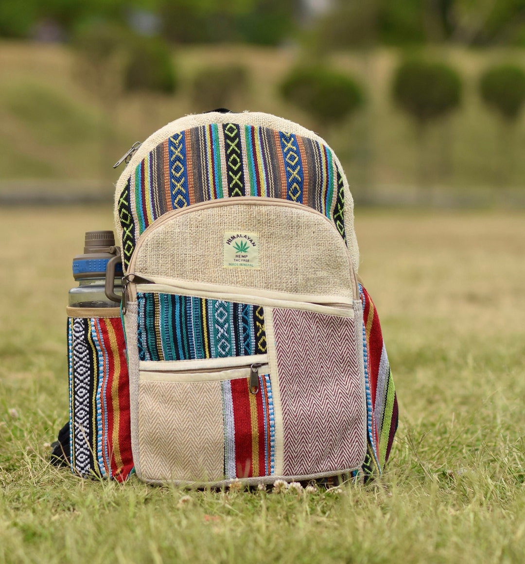 Summer Bag Gift for Him/her Boho School Backpack Medium Himalayan Hemp ...