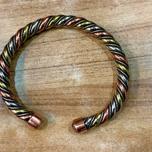 Three Metal Bracelet Bangle Mixed Metal Jewelry Bracelet - Etsy