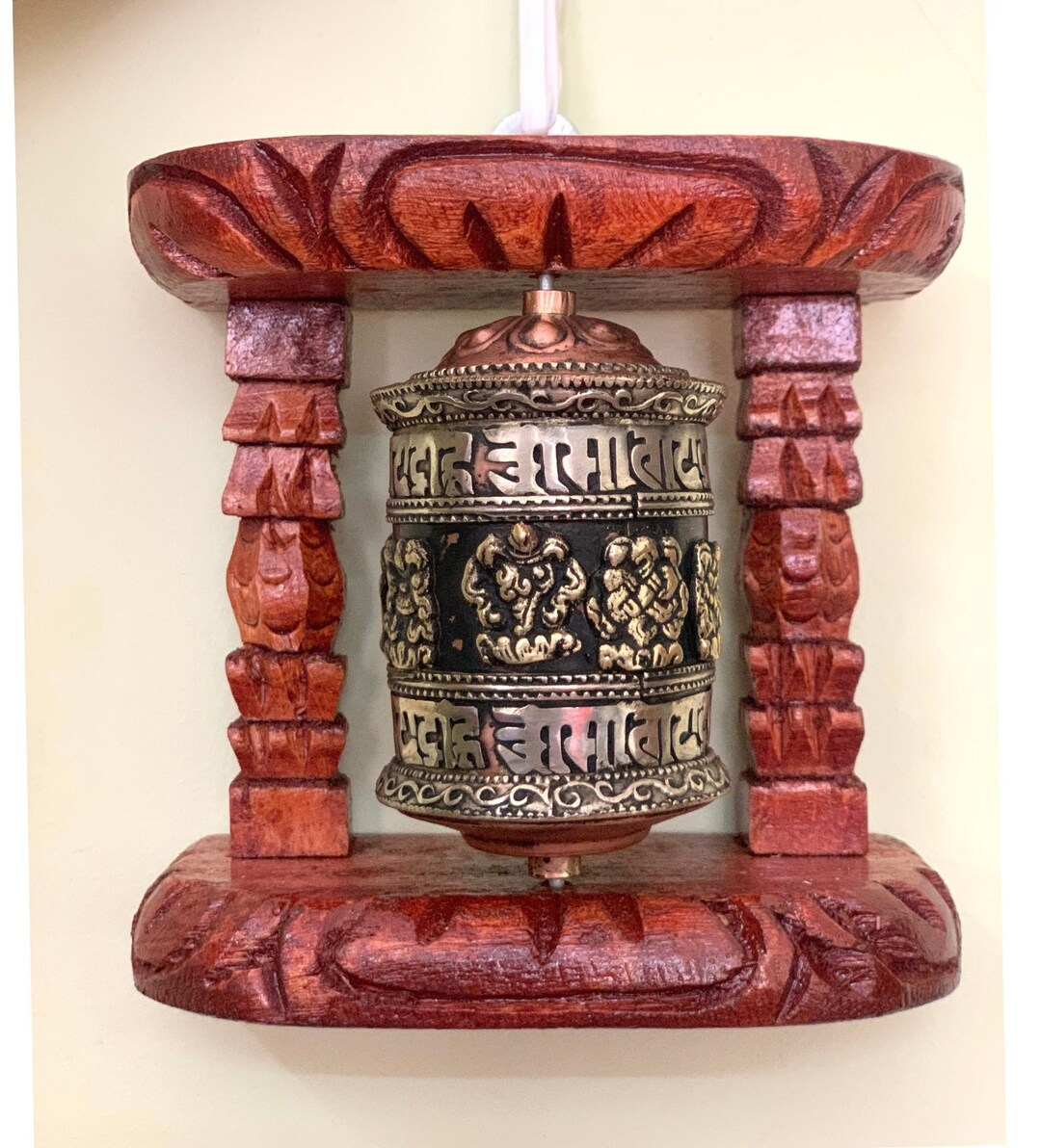 Handcrafted Wall Hanging Prayer Wheel, Spiritual Meditation Decor, Wall ...