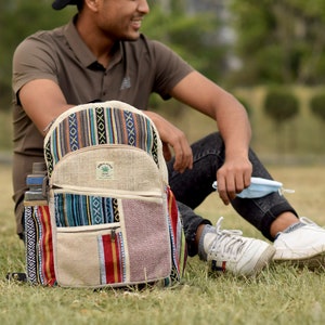 Summer Bag Gift for Him/her Boho School Backpack Medium Himalayan Hemp ...