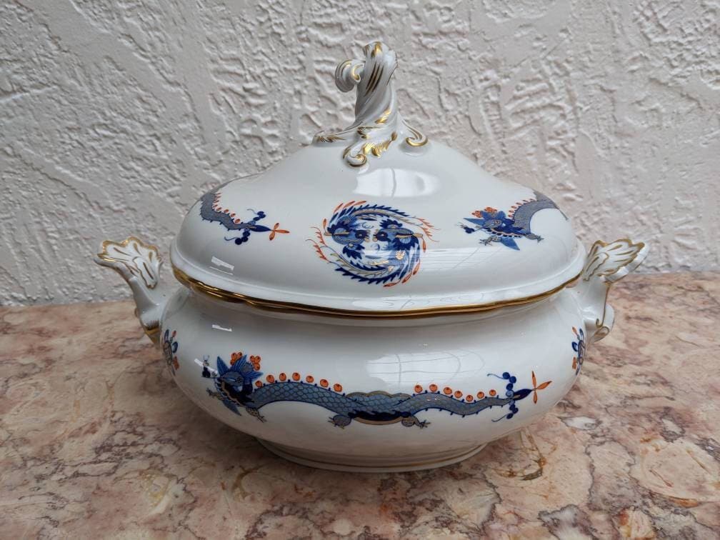 Meissen Dark Blue With Red Dot Court Dragon Tureen - Etsy