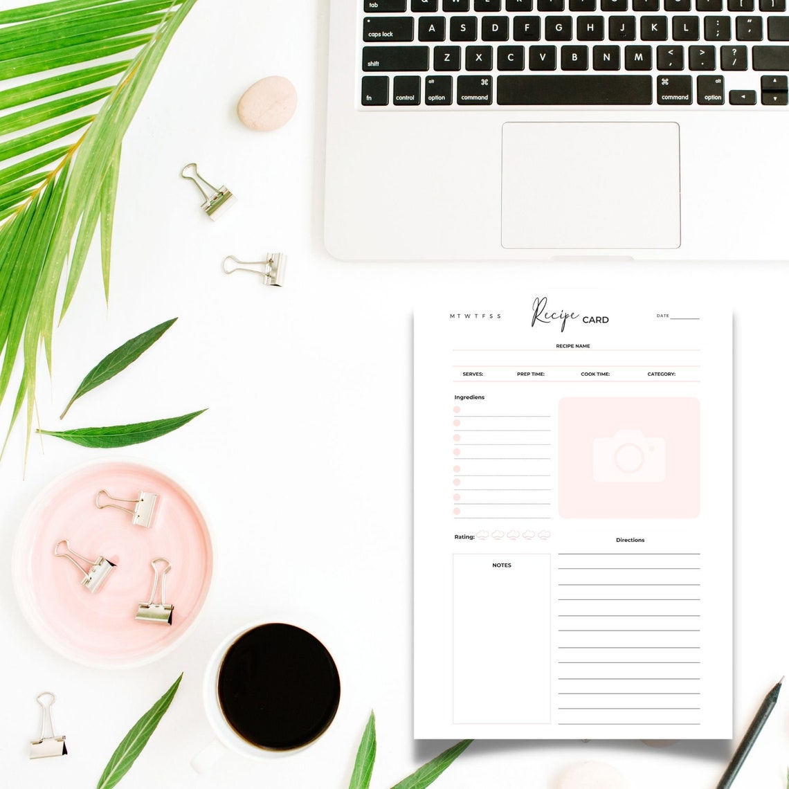 Printable Recipe Card, Minimal Recipe Book Template, Editable Cookbook ...