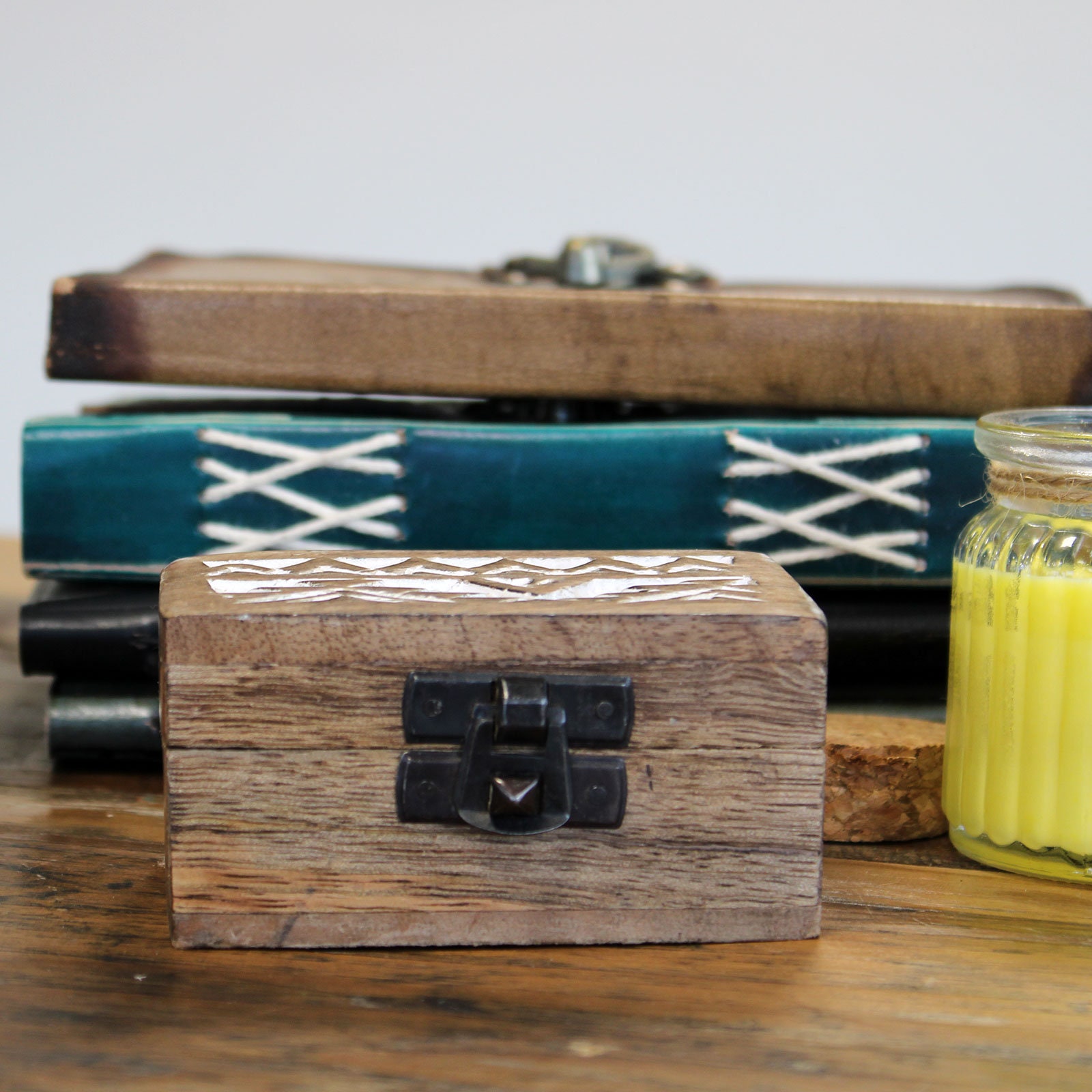 Wooden Jewellery Box Aztec Design White Washed Three - Etsy UK