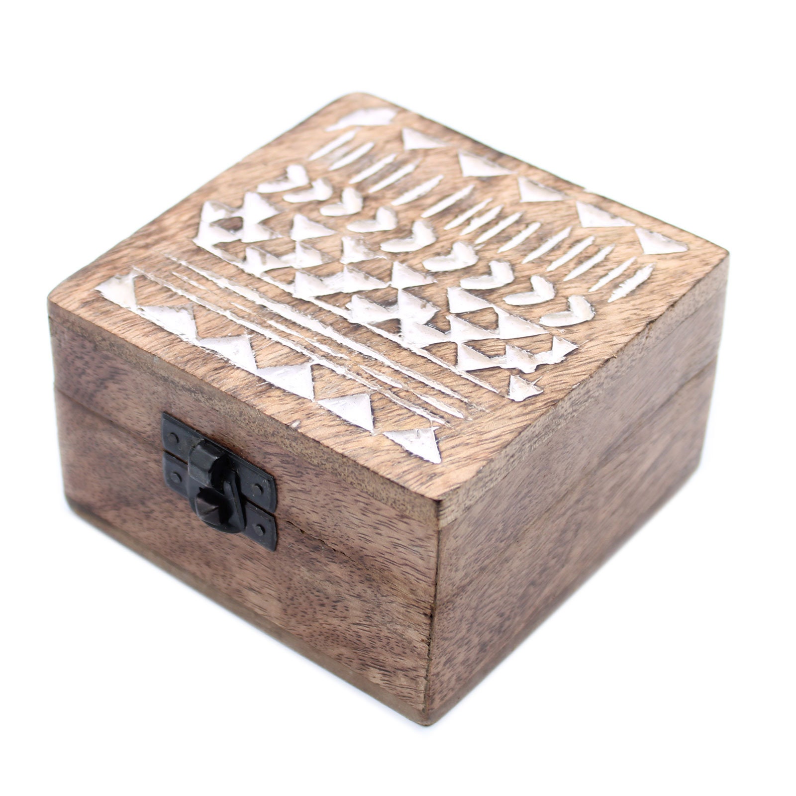 Wooden Jewellery Box Aztec Design White Washed Three - Etsy UK