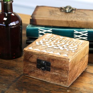 Wooden Jewellery Box Aztec Design White Washed Three Sizes Available ...