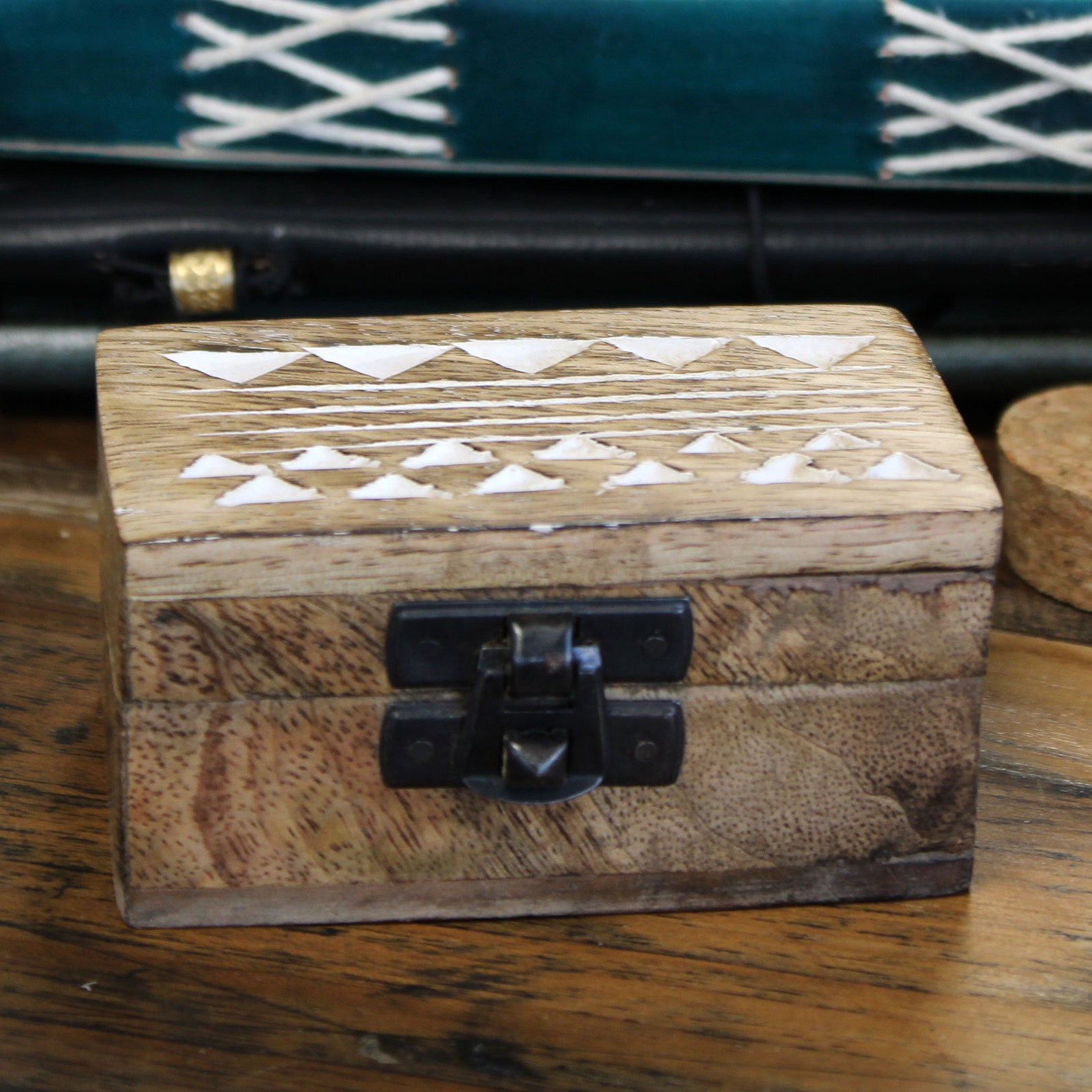 Wooden Jewellery Box Aztec Design White Washed Three - Etsy UK