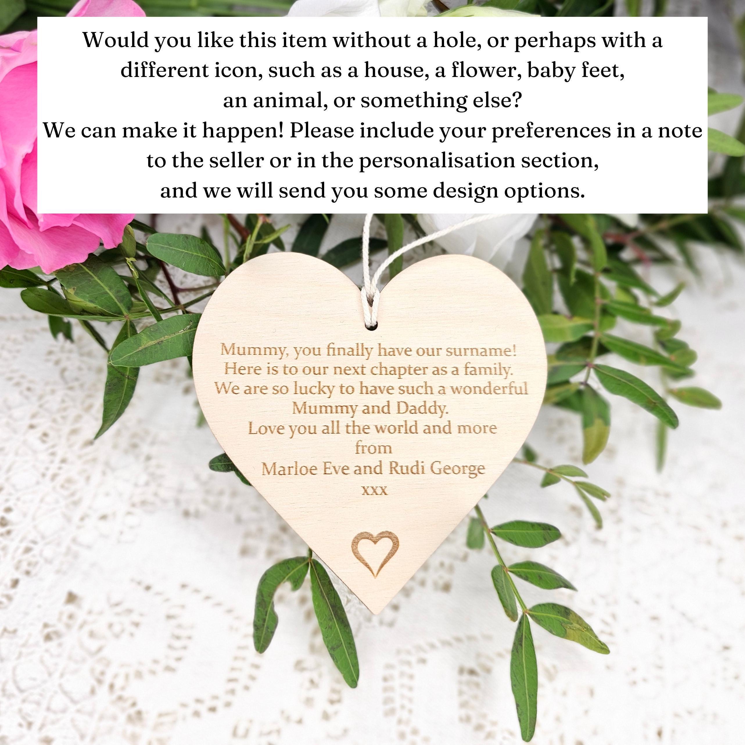 Personalised With Own Message Gift Tag / Keepsake - Wooden Heart ...