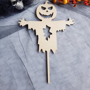Creepy Scarecrow Wooden Cake Topper for Halloween Parties - Pumpkin ...
