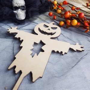 Creepy Scarecrow Wooden Cake Topper for Halloween Parties - Pumpkin ...