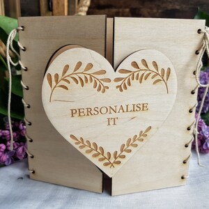 Personalised Wedding Wooden Card Rustic Anniversary Keepsake Customize ...