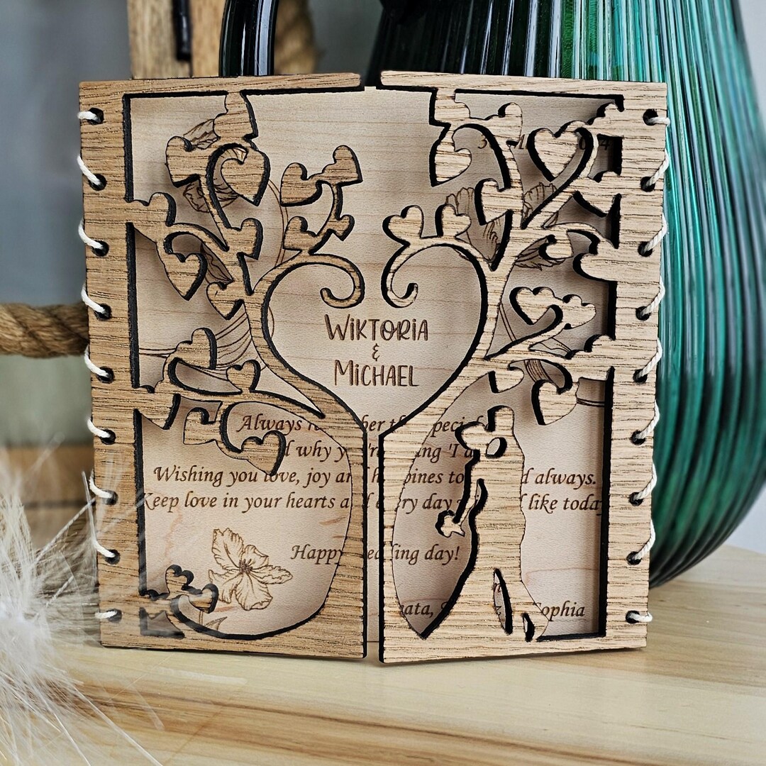 Personalised Wedding Wooden Card - Rustic Anniversary Keepsake - Couple ...