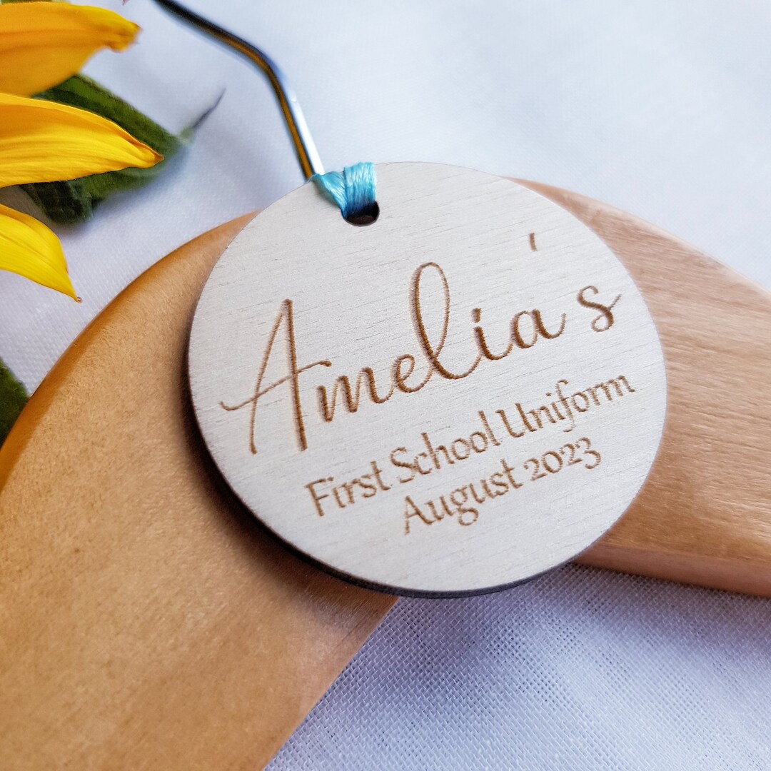 Personalised First School Uniform Round Tag - Wooden Keepsake Gift ...