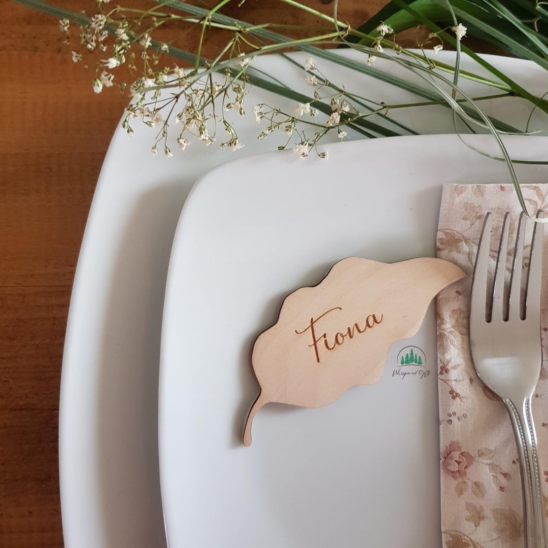 Personalised Wooden Leaf Place Setting: Rustic Autumn Table Decor - Etsy