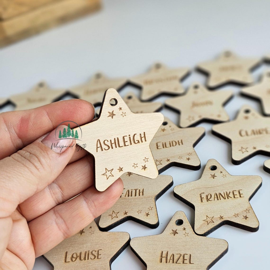 Personalised Star Shape Wooden Gift Tags, Laser Engraved Ornaments for ...