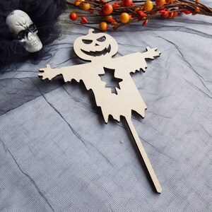 Creepy Scarecrow Wooden Cake Topper for Halloween Parties - Pumpkin ...