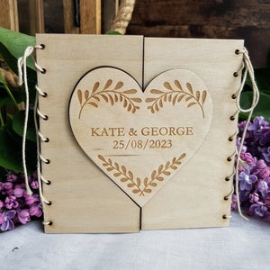 Personalised Wedding Wooden Card Rustic Anniversary Keepsake Customize ...