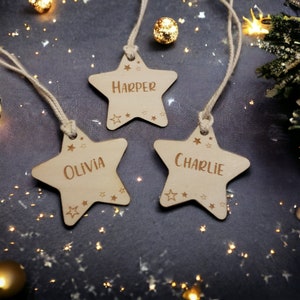 Personalised Star Shape Wooden Gift Tags Set of 5 Engraved - Etsy