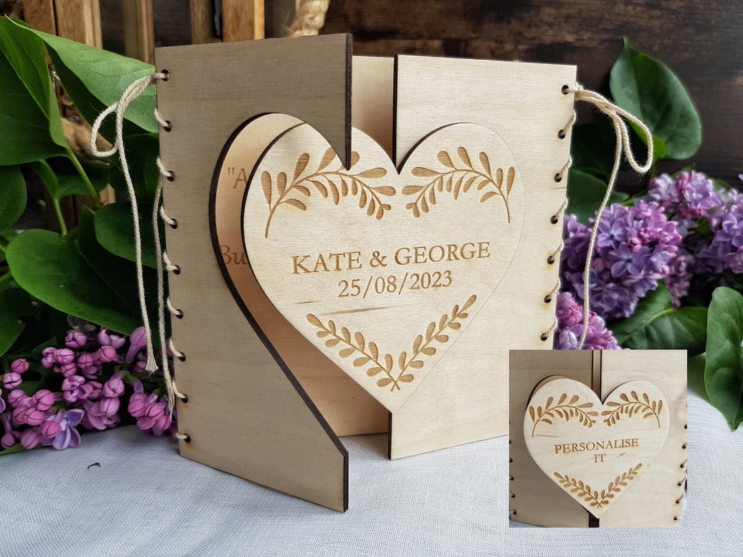 Personalised Wedding Wooden Card Rustic Anniversary Keepsake - Etsy