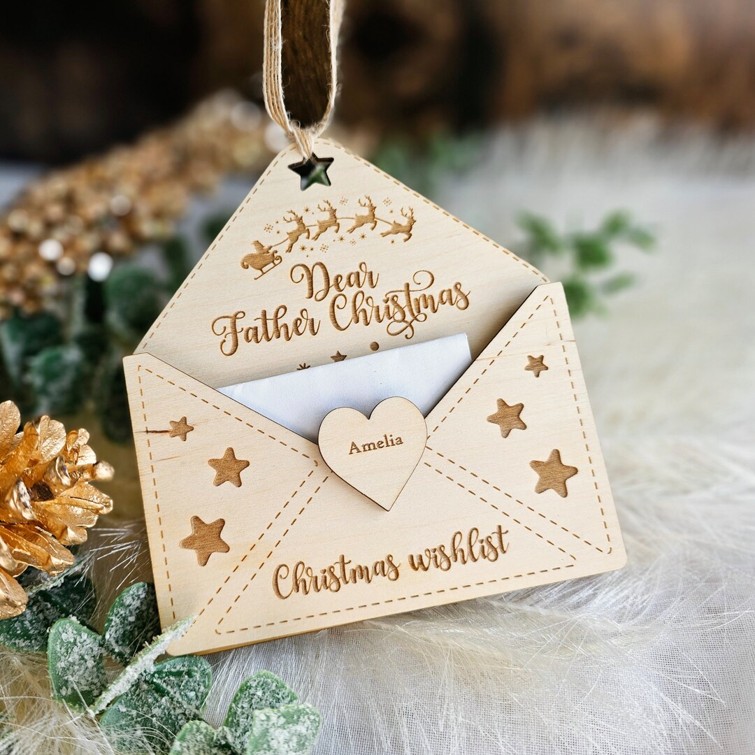 Personalised Wooden Santa Letter Holder, Letter to Father Christmas ...