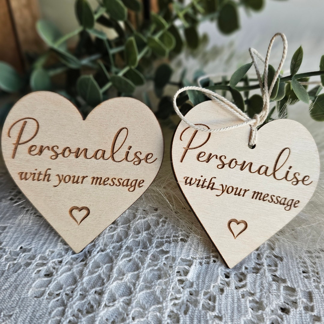 Personalised Wooden Gift Tag / Label, Any Message Quote Name Text ...