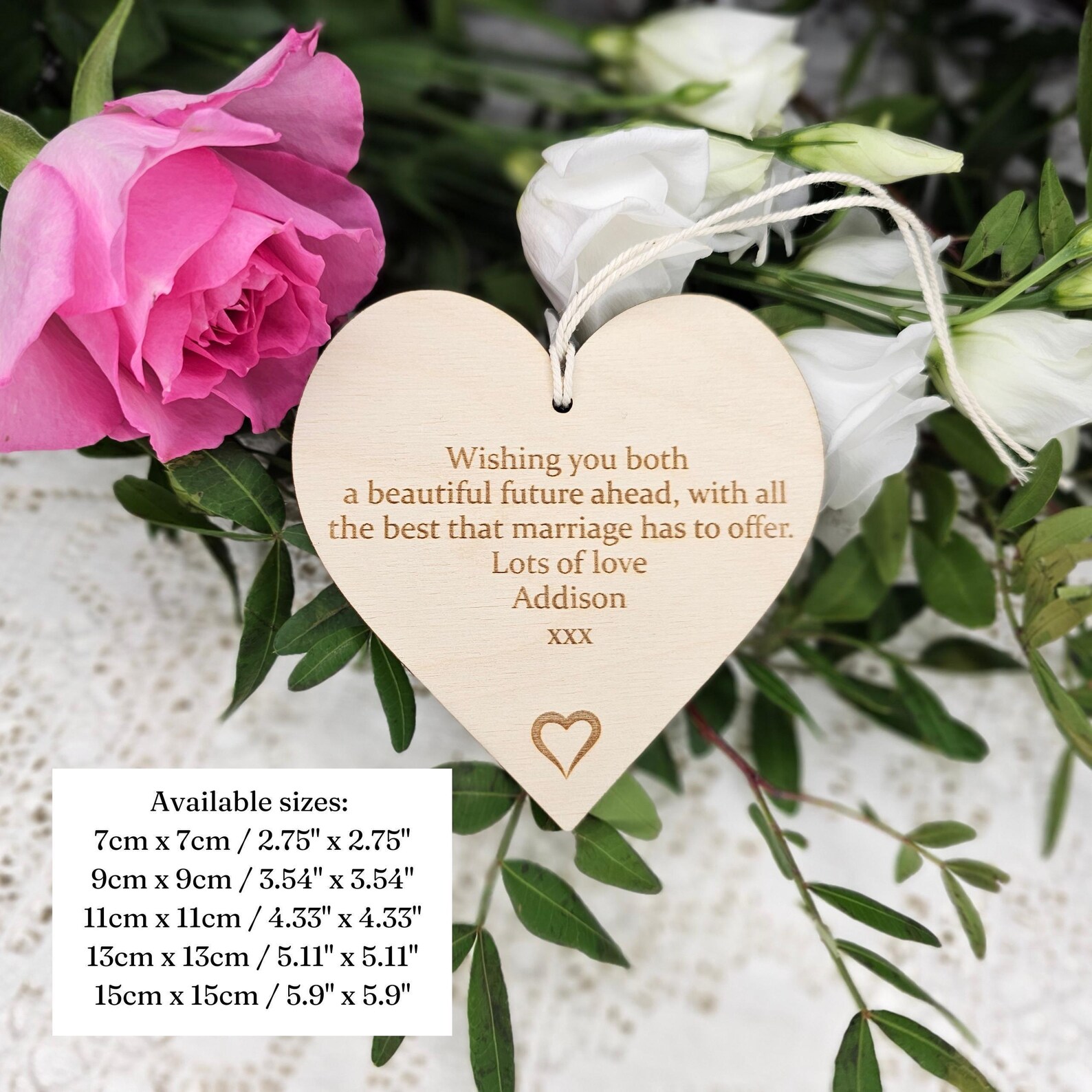 Personalised With Own Message Gift Tag / Keepsake - Wooden Heart ...