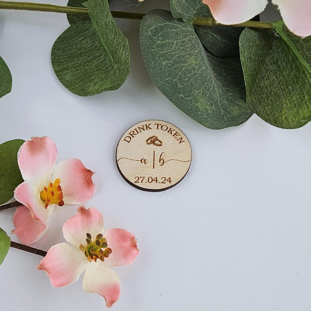 Engraved Wooden Bar Tokens – Personalised Wedding Drink Vouchers - Etsy
