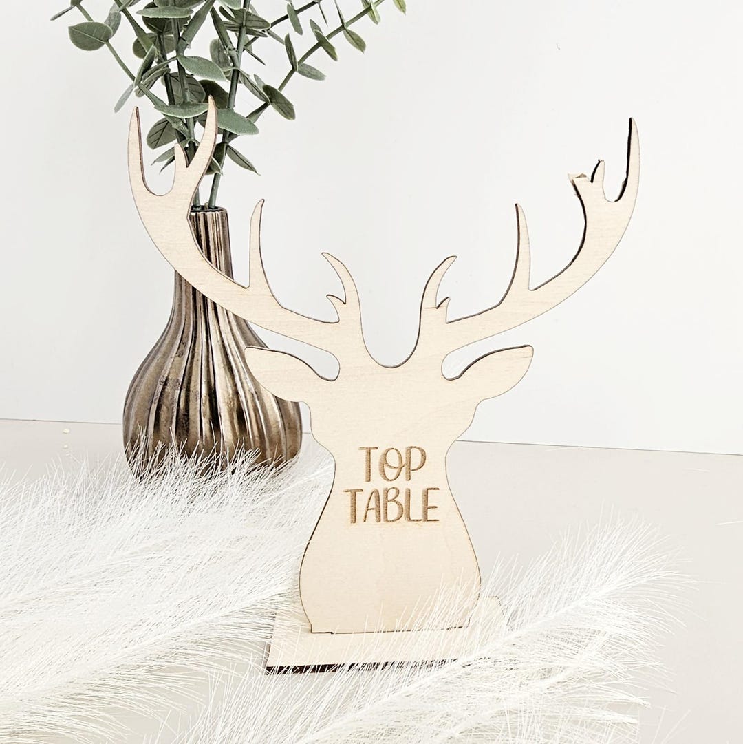Deer Antlers Wedding Table Wooden Numbers, Rustic Country Décor Garden ...