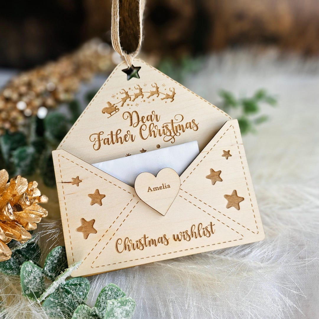 Personalised Wooden Santa Letter Holder, Letter to Father Christmas ...