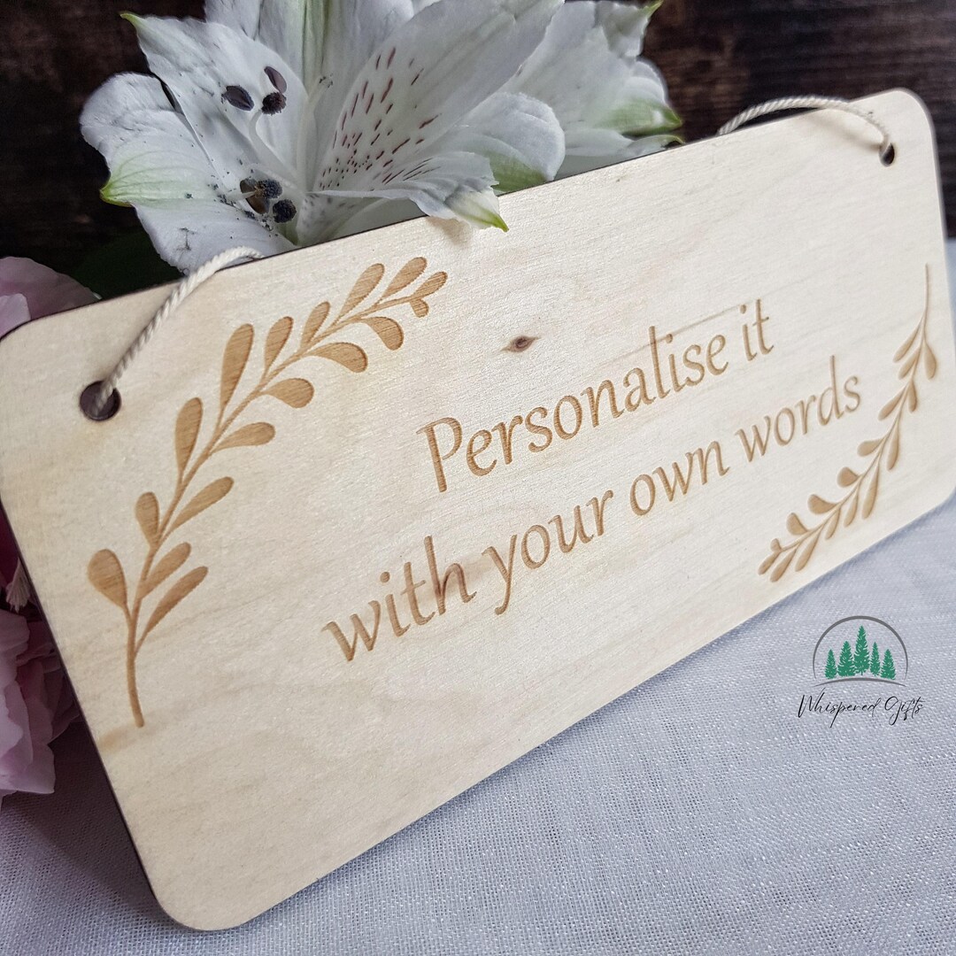 Personalised Rustic Wood Plaque: Laser Engraved Leaf Design - Etsy