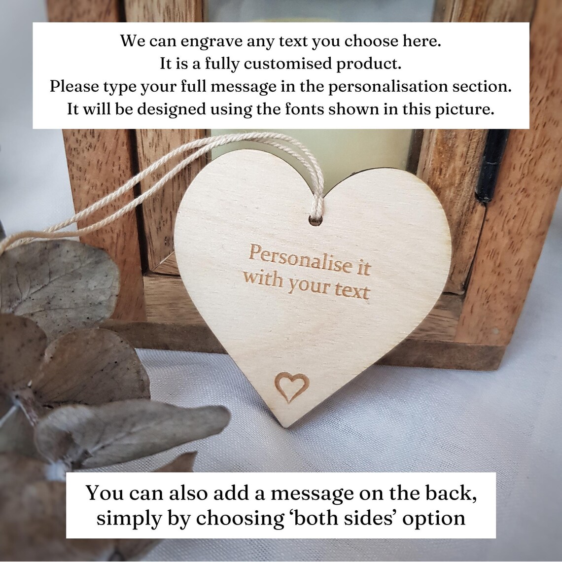 Personalised With Own Message Gift Tag / Keepsake - Wooden Heart ...