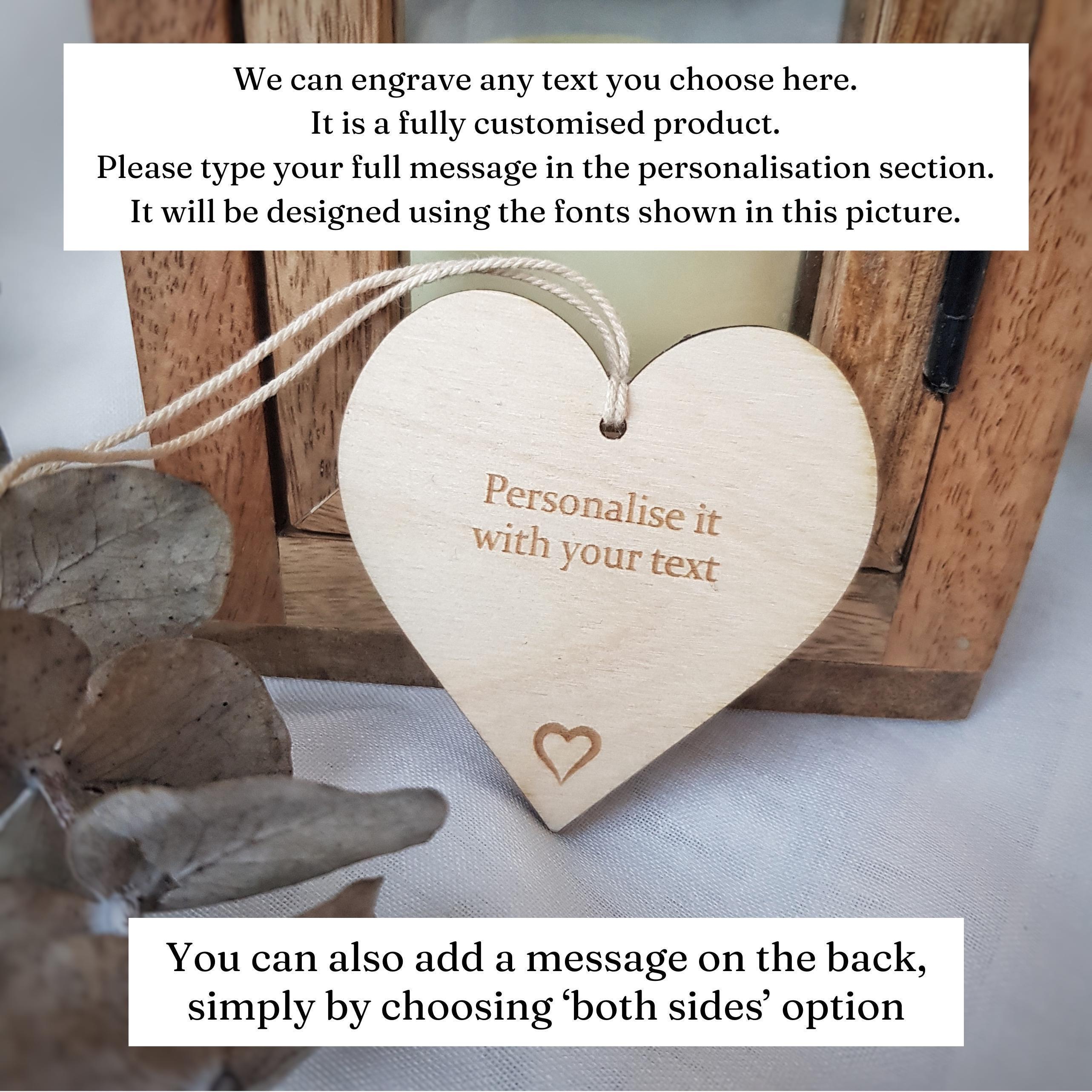 Personalised With Own Message Gift Tag / Keepsake - Wooden Heart ...