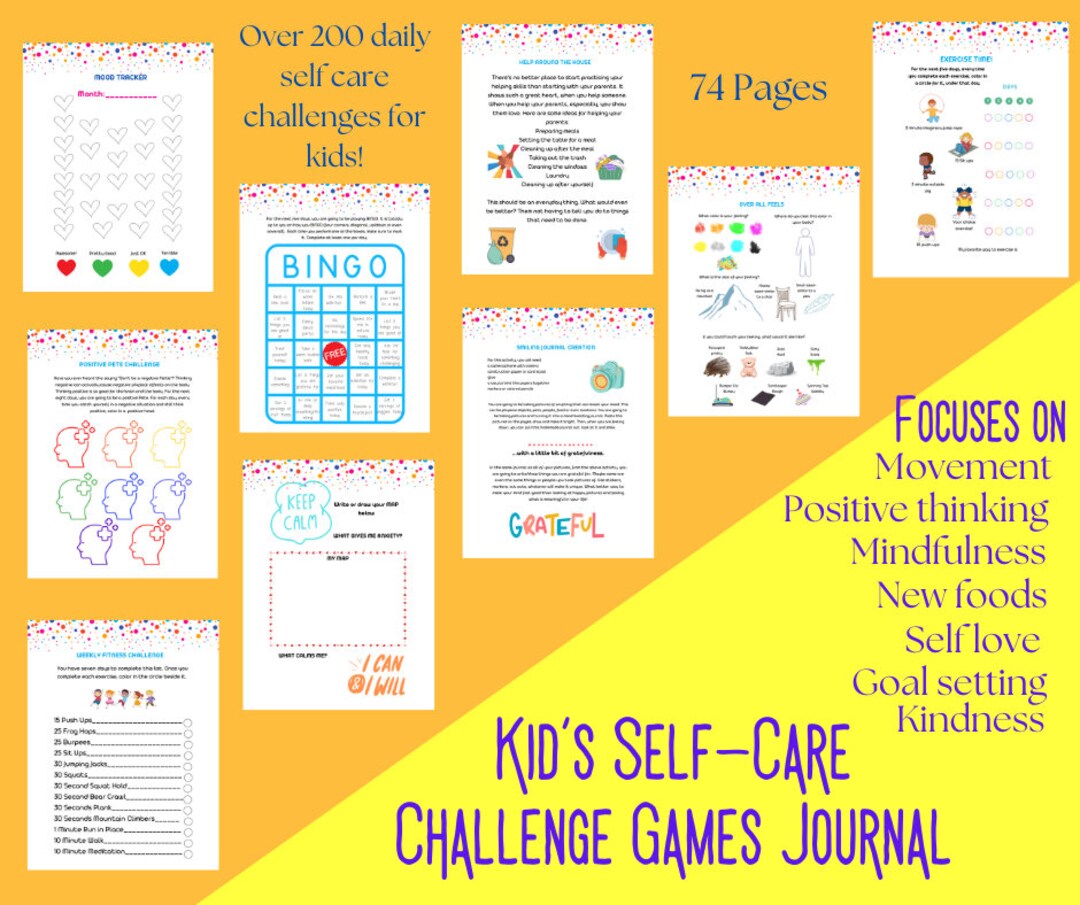 74 Pages-self-care Challenge Games for Kids-journal - Etsy