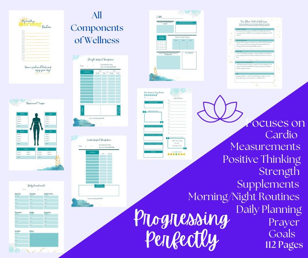 112 Pages-progressing Perfectly-wellness Tracker - Etsy
