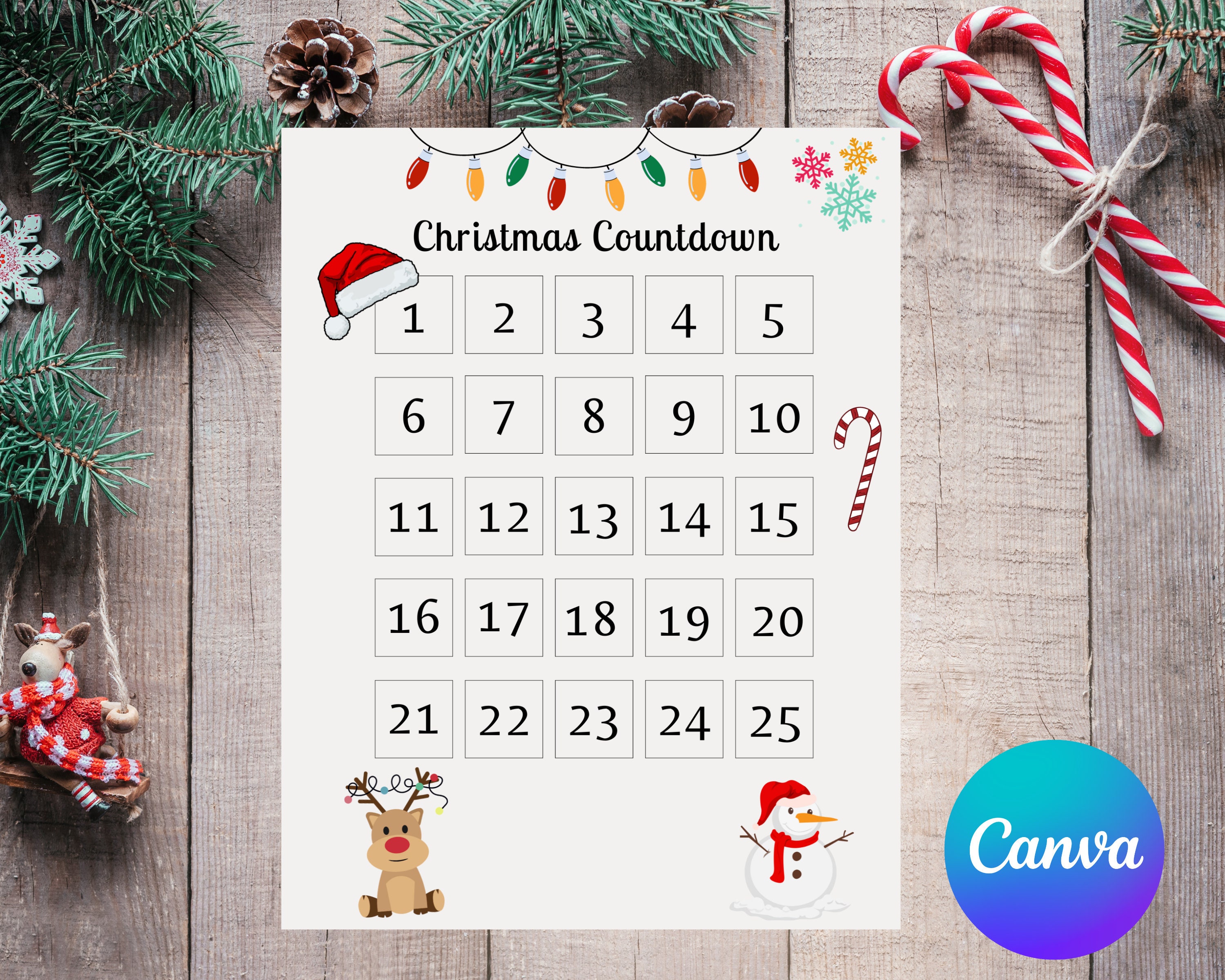 Editable Christmas Countdown Template | Christmas | Countdown Chart ...