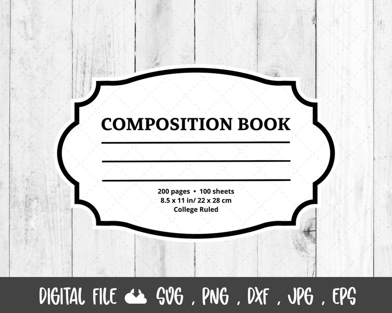 Composition Book Label Svg, Composition Notebook Label, Label for ...