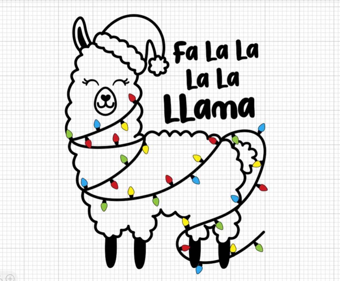 Fa La La La La Llama Svg, Christmas Svg, Llama With Santa Hat Svg ...