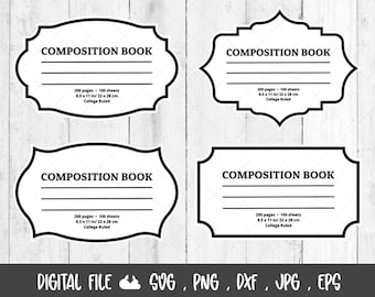 Composition Book Notebook Label SVG - Etsy