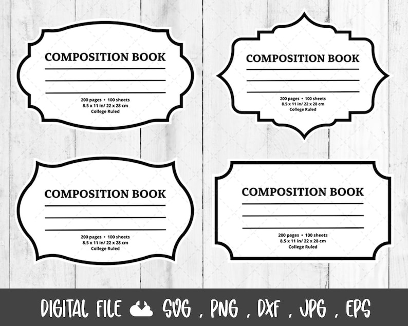 Composition Book Label Svg Composition Notebook Label Label - Etsy