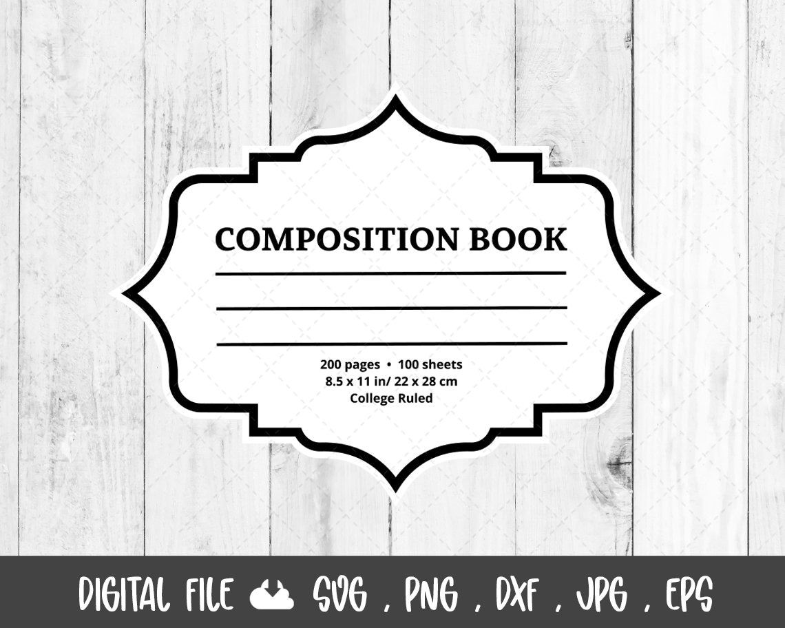 Composition Book Label Svg Composition Notebook Label Label - Etsy