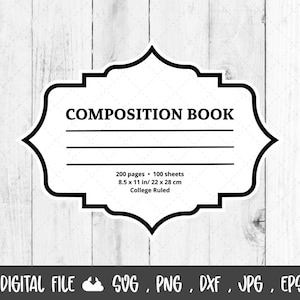 Composition Book Label Svg, Composition Notebook Label, Label for ...